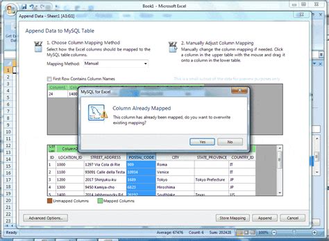 exporting and importing data between mysql and microsoft