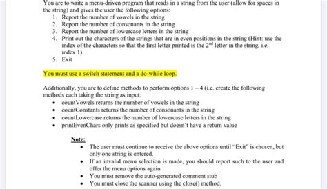 solved write menu driven program reads string user allow spaces