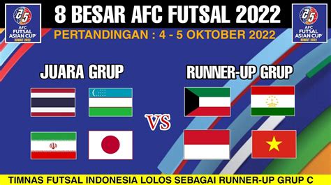 Tim Yang Lolos 8 Besar Afc Futsal 2022 Timnas Indonesia Vs Jepang