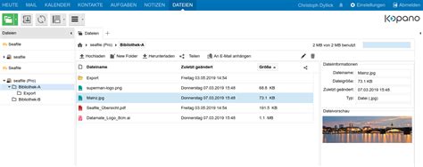 seafile plugin für kopano sync and share integriert in groupware