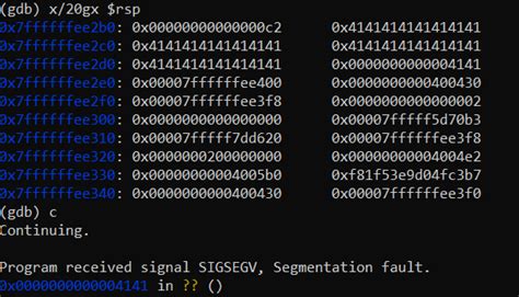 c instruction overwrites with garbage stack overflow