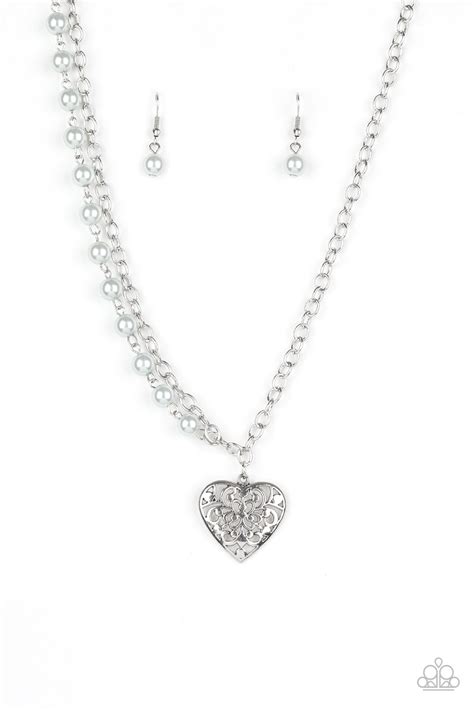 Paparazzi Forever In My Heart Silver Necklace And Earring Set