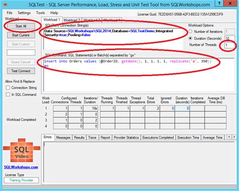 how to sqltest insert example with parameterization