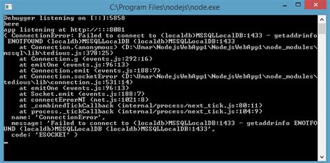 sql server failed to connect to localdb mssqllocaldbgetaddrinfo
