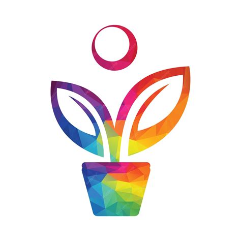 Premium Vector Flower Pot And Plant Logo Human Growth Vector Logo