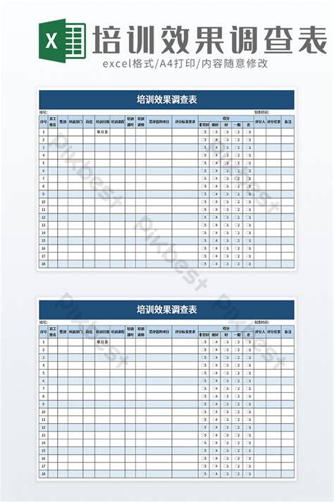 Training Effect Questionnaire Excel Template Excel Xls Free Download