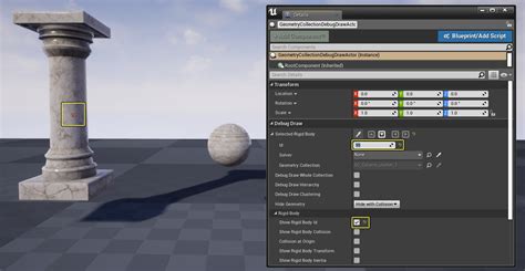 geometry collection debug draw unreal engine documentation