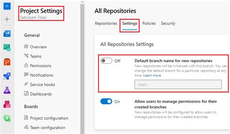 set git repository settings azure repos microsoft learn