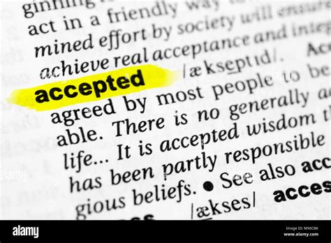 Highlighted English Word Accepted And Its Definition In The