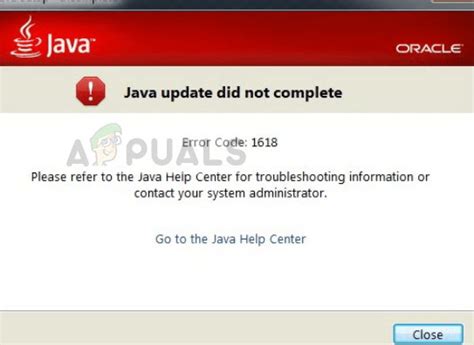 how to fix java error code 1618
