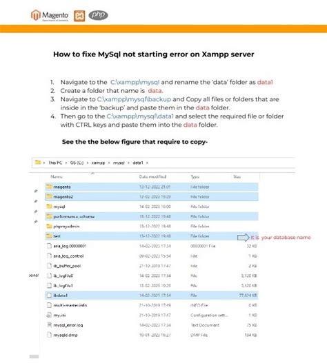 how to fix mysql not starting error on xampp server on local machine