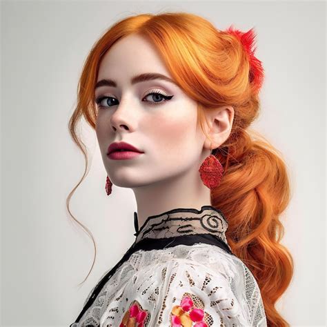 Premium Ai Image Portrait Of A Beautiful Redhaired Girl With Bright