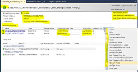 sql ask for dbas always on availability dashboard and it options in