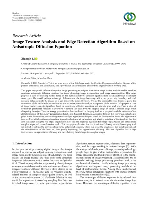 Pdf Image Texture Analysis And Edge Detection Algorithm Based On