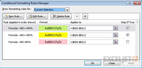 excel formula conditional formatting highlight target percentage