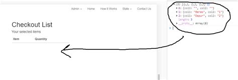 javascript displaying array data from session to html table stack