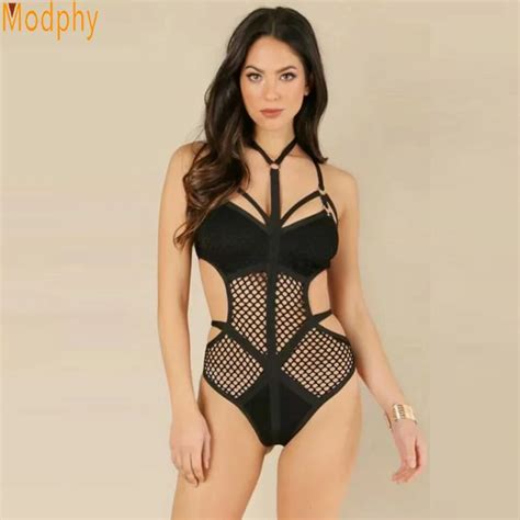 2018 New Women Sexy Hollow Out See Through Busty V Neck Strap Elastic