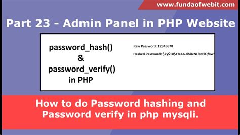 part 23 how to do password hashing and password verify in php mysqli