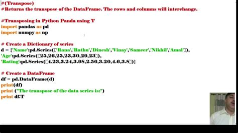 python panda dataframe transpose and empty check 11 youtube