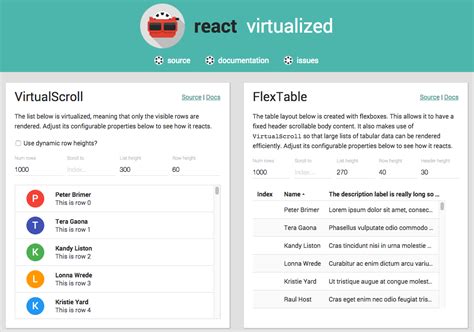 a negocia distructiv proiector react virtualized table fără legătură