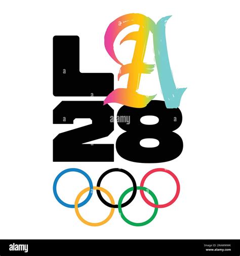 Los Angeles 2028 Colorful Logo Summer Olympics 2028 In Usa And White
