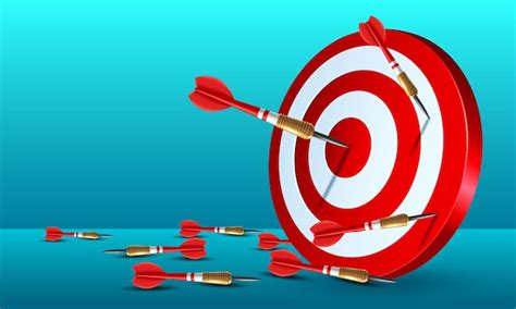 Premium Vector Red Dart Arrow Hitting In The Target Center Of Dartboard