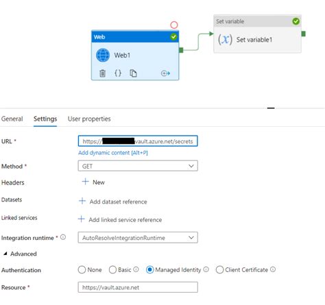 data factory set variable with keyvault value stack overflow