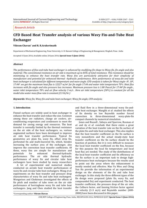 Pdf Cfd Based Heat Transfer Analysis Of Various Wavy Fin And Tube