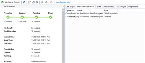 deploy azure data lake analytics database using the u sql