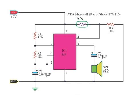 Light Detector Using Ic Timer 555 Simple Schematic Diagram