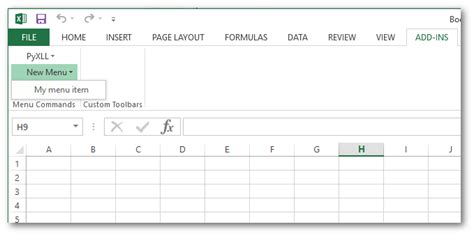 menu functions pyxll the python excel add in