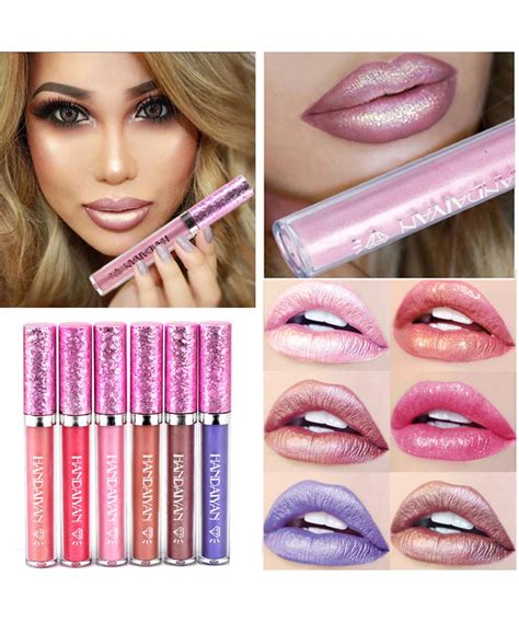 6 Colors Glitter Liquid Lip Gloss Set Diamond Shimmer
