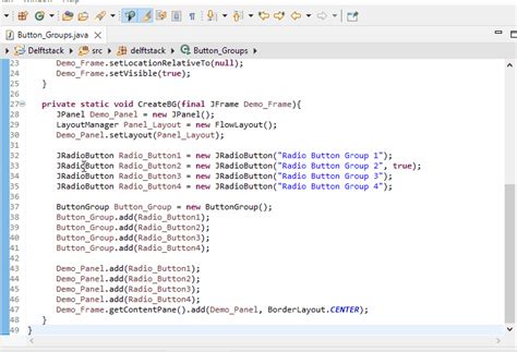 button group in java delft stack