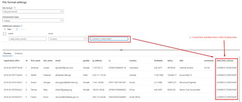 datetime add additional column with current date during copy data