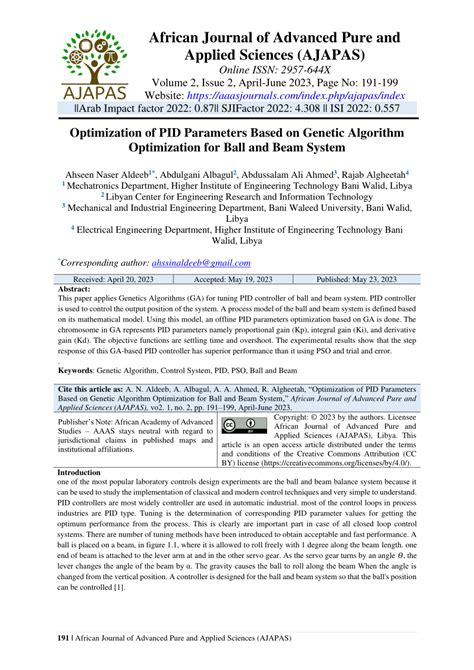 pdf optimization of pid parameters based on genetic algorithm