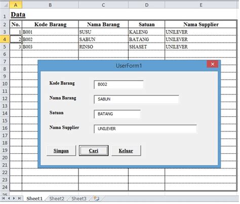 pencarian data dalam database microsoft excell dengan pemograman vba