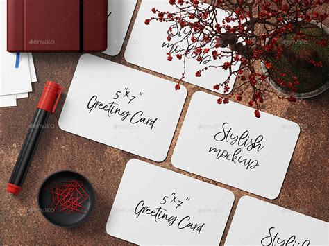 5x7 rounded corners greeting card postcard mockup set 1 by professorinc