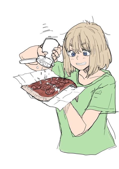 このタグを見た人は黙って食べ物を持ったキャラを貼る 」荒井小豆の漫画