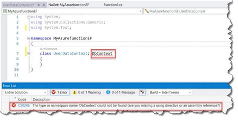the type or namespace dbcontext could not be found azure lessons