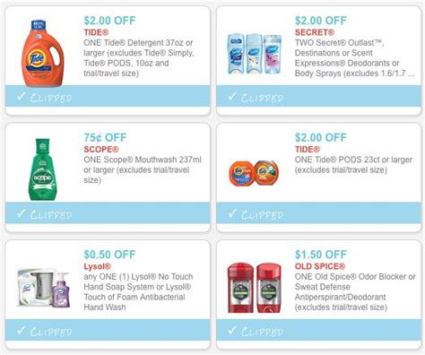 Coups For Toiletries And Cleaning Products Are Shown In This Advertizer