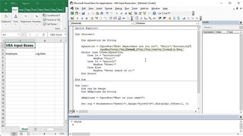 collecting feedback from a vba inputbox microsoft excel macros and vba