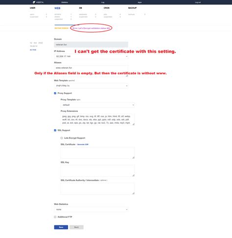 error let s encrypt validation status 400 help let s encrypt