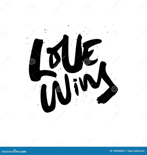 Love Wins Quote Phrase Ink Brush Calligraphy Stock Vector