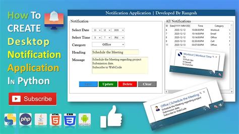 how to create desktop notification application in python youtube
