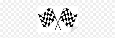 Vector Black And White Crossed Racing Checkered Flags Crossed