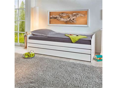 Lit Gigogne 3 Couchages En Bois Massif Blanc Laqué 90x190 Lt12015