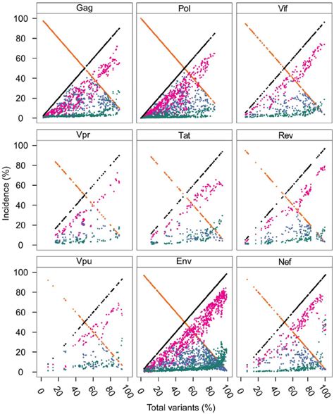 Dynamics Of Diversity Motifs Of Hiv 1 Clade B Proteins The Color Key