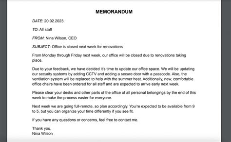 how to write a business memo pumble