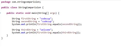 comparing strings in java with explanation codez up