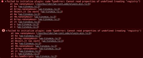 javascript tinymce failed to initialize plugin code error in
